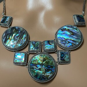 Abalone Shell Pendant Necklace / Sterling Silver / Tiered Necklace ...