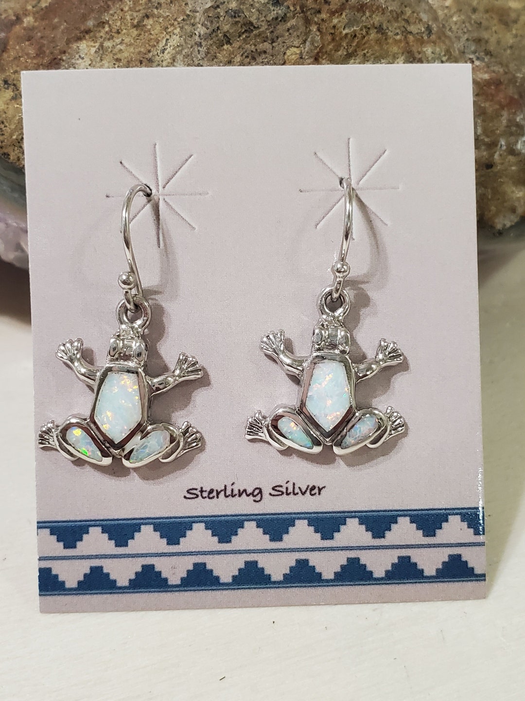 White Opal Frog Earrings /opal Frog Earrings /white Opal Jewelry/ Frog ...