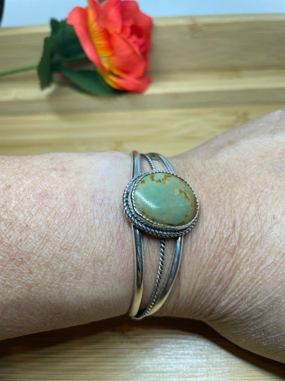 Green Turquoise Cuff/ Sterling Silver Turquoise - Etsy