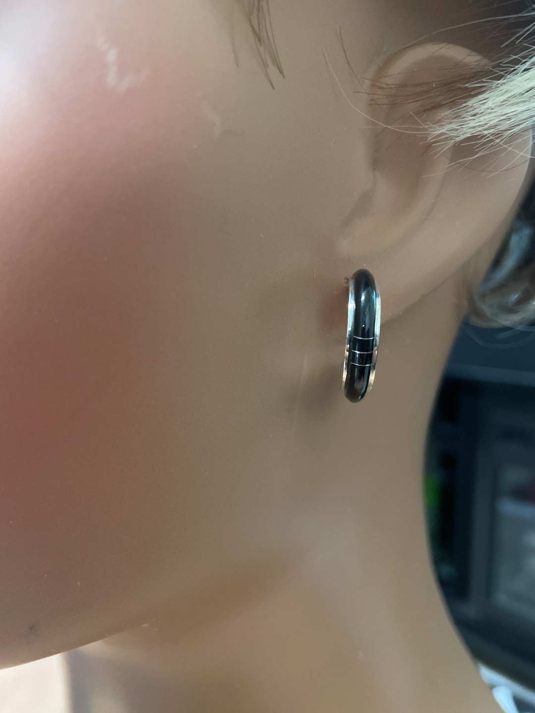 Black Onyx Hoop Earring/black Stone Hoop Earring/dainty Black Hoop ...