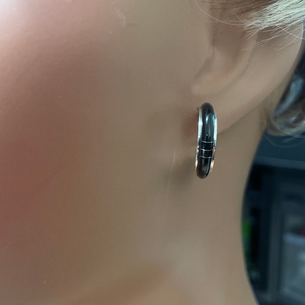 Small Black Hoops - Etsy