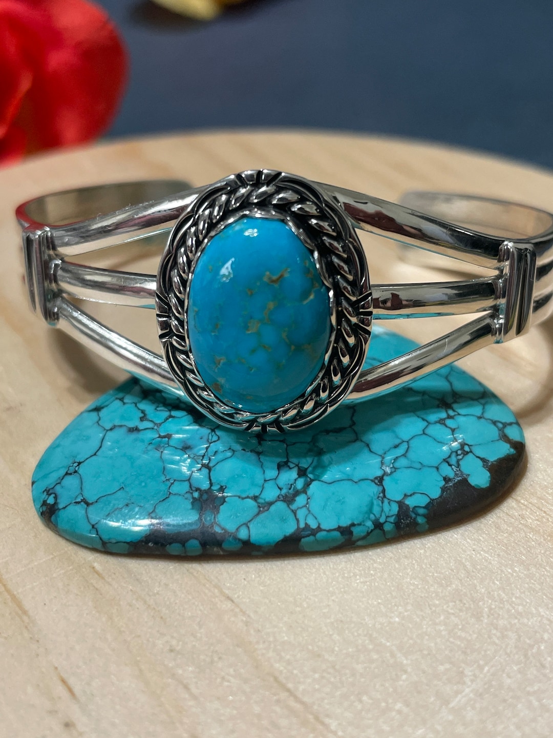 Deep Blue Turquoise Cuff/ Sterling Silver Cuff/turquoise Cuff/blue ...