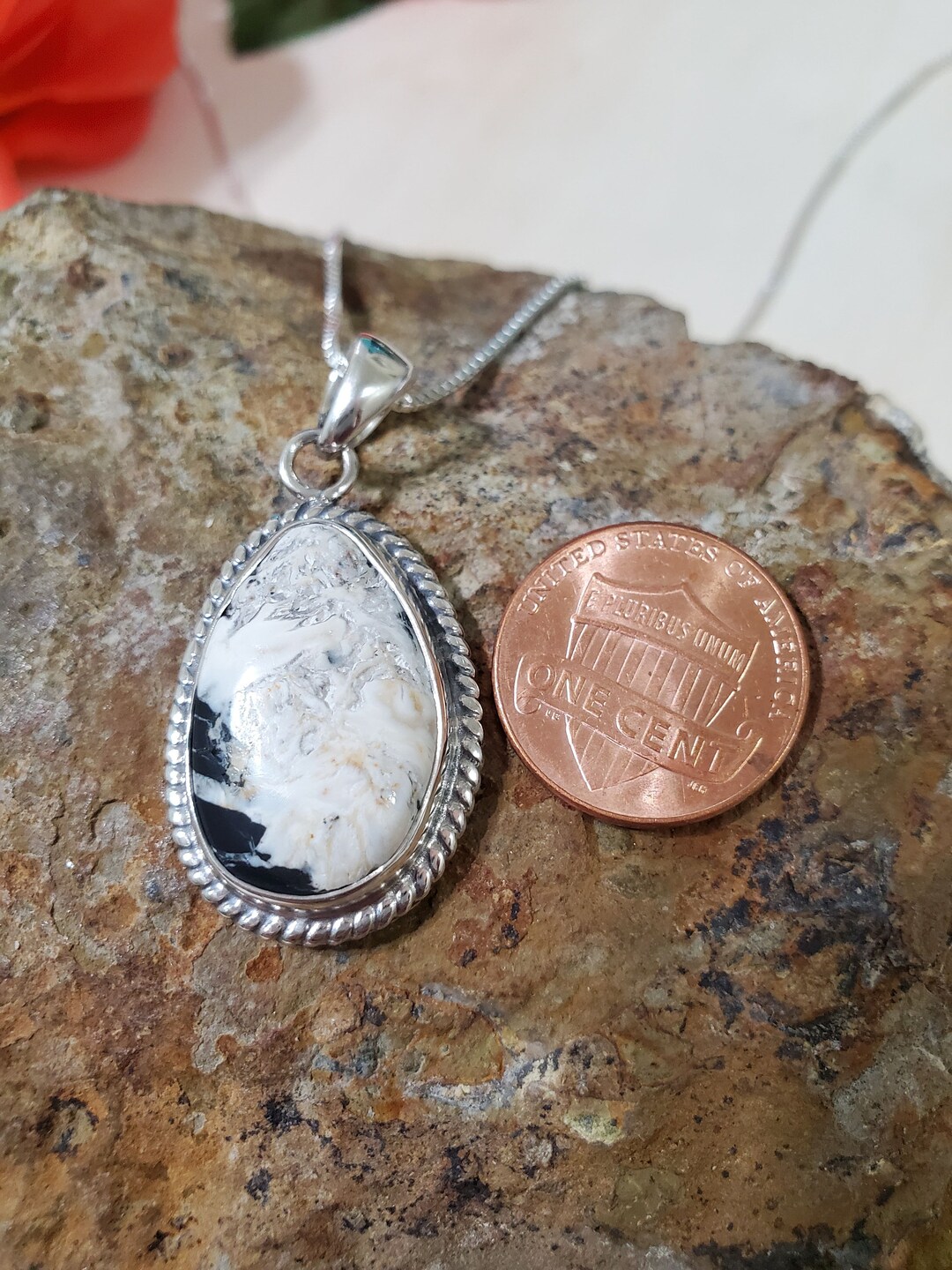 White Buffalo Pendant Necklace/sterling Silver/white Turquoise Pendant ...