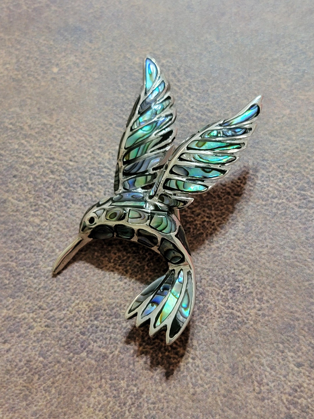 Abalone Shell Hummingbird Brooch/ Sterling Silver/abalone Jewelry ...