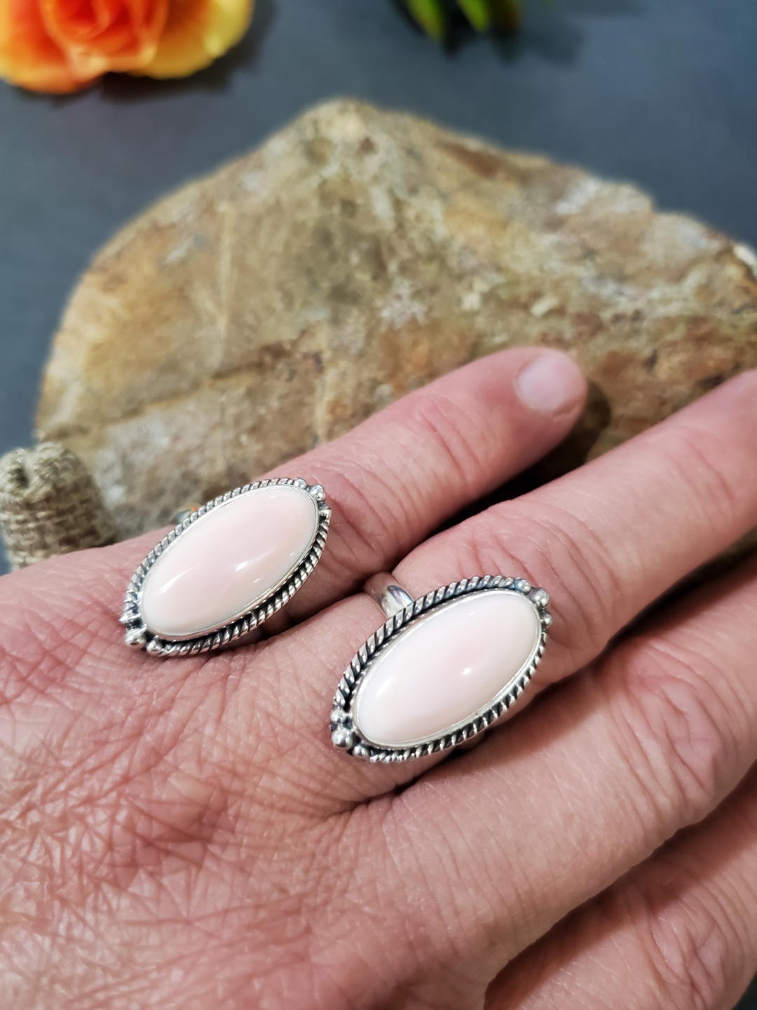 Pink Conch Shell Ring/conch Shell Ring/sterling Silver Ring/conch Ring ...