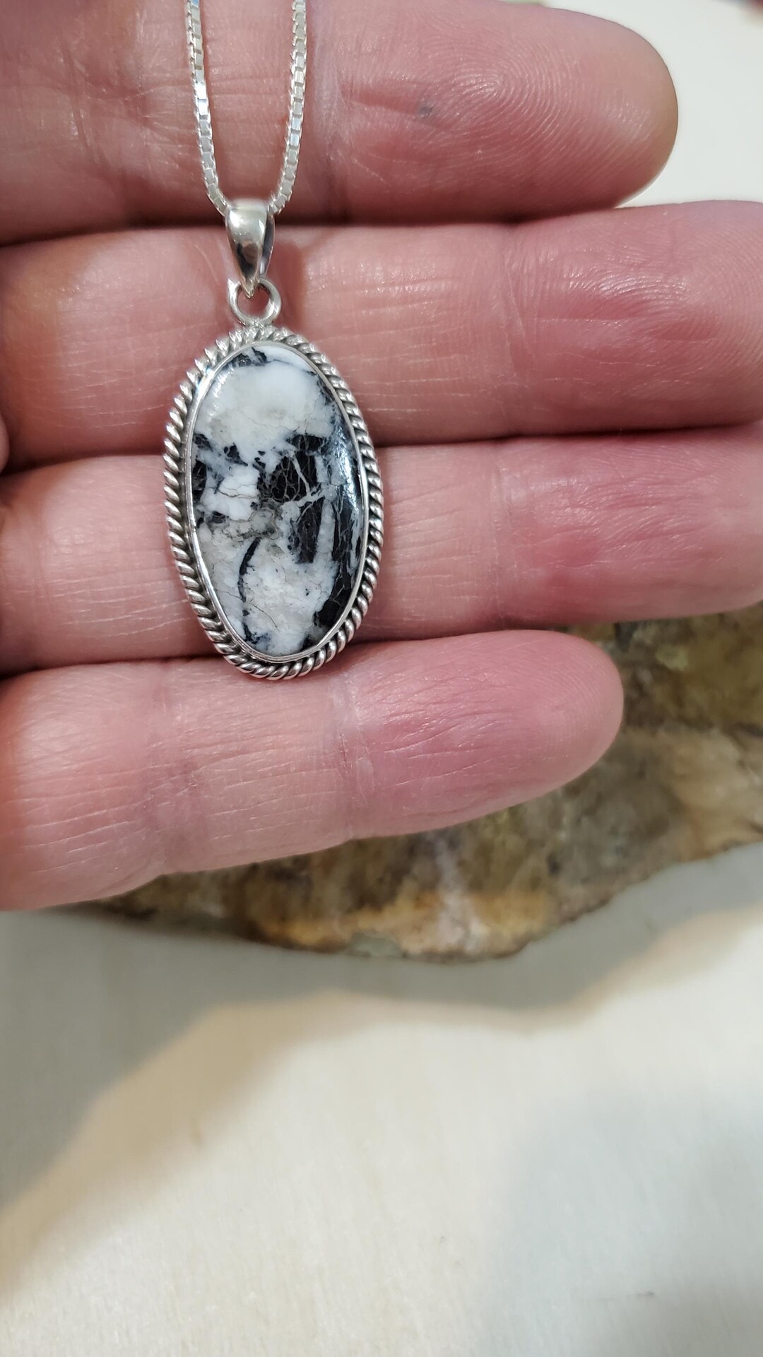 White Buffalo Pendant Necklace/sterling Silver/white Turquoise Pendant ...