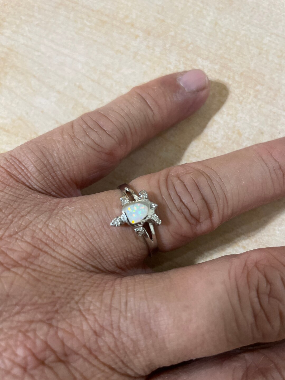 Sea Turtle Ring/fire Opal Ring/opal Turtle Ring/sterling Silver Ring ...
