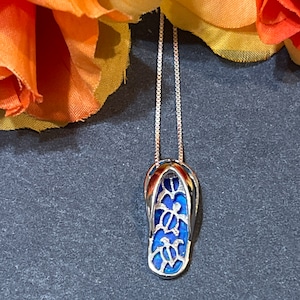 Sandy Toe Pendant/blue Opal Turtle Sandals Necklace/sterling Silver ...