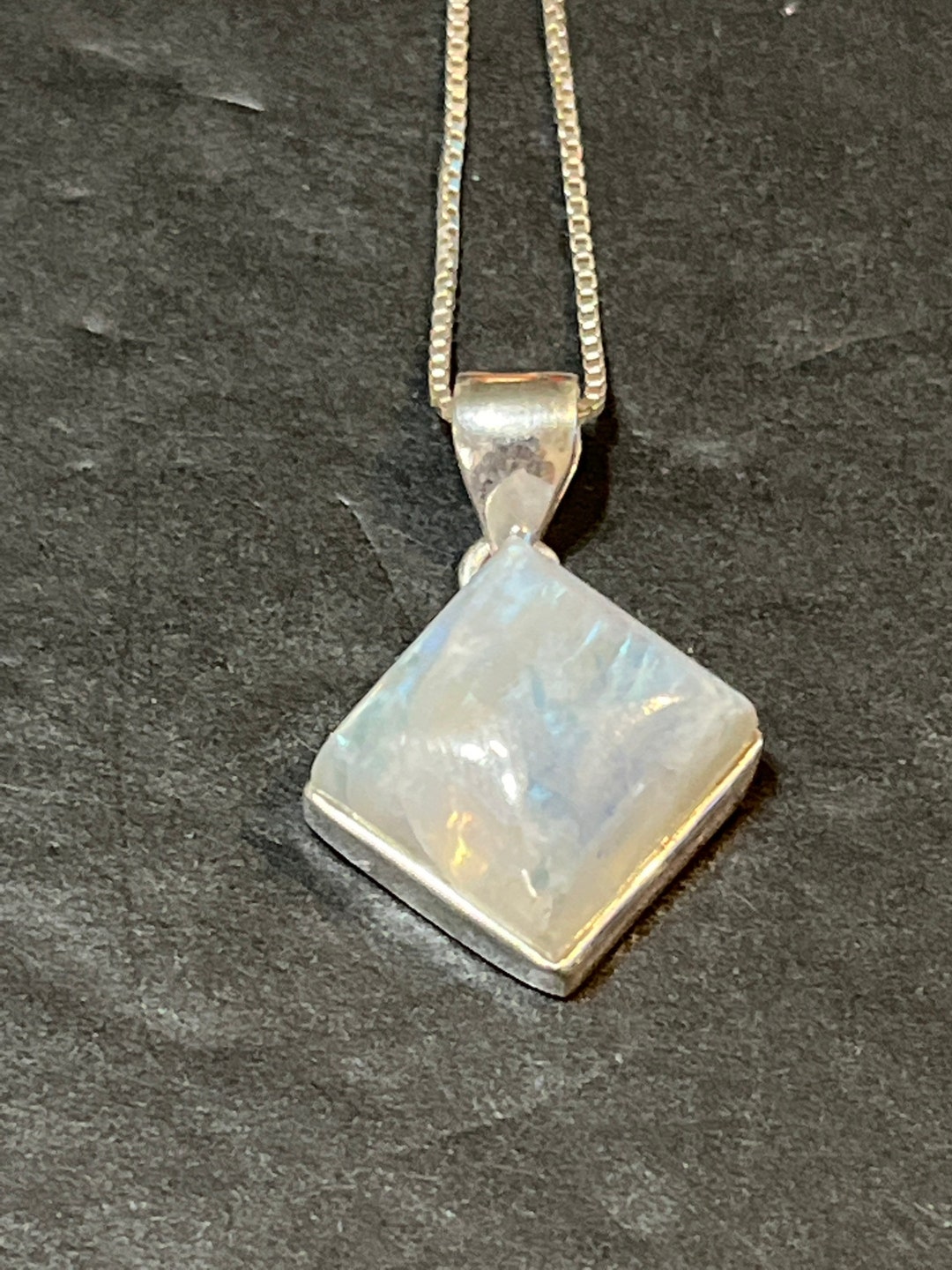 Diamond Rainbow Moonstone Pendant/boho Moonstone/natural Moonstone/925 ...