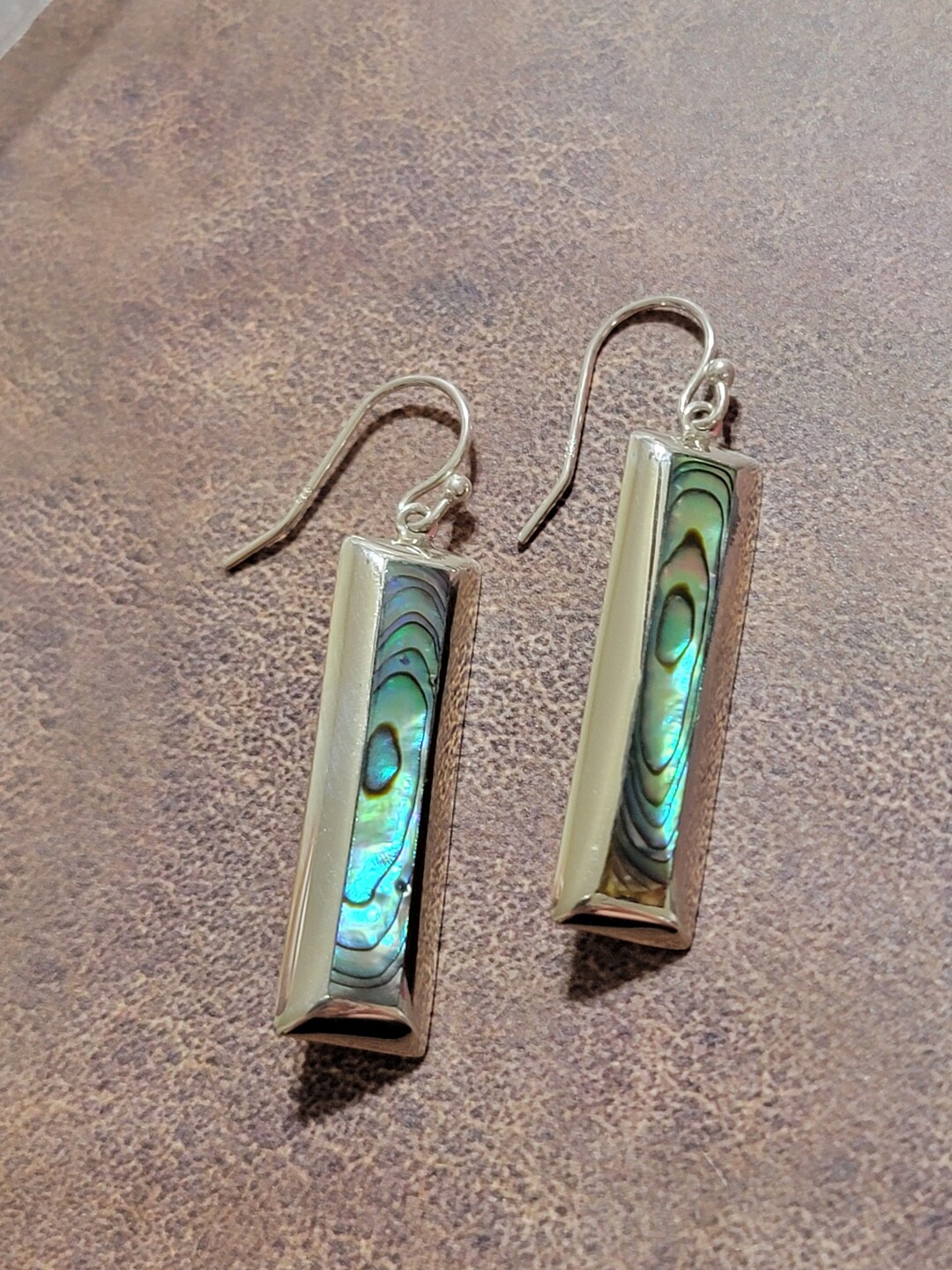 Abalone Shell Earrings / Abalone Shell / Sterling Silver / Rectangle ...