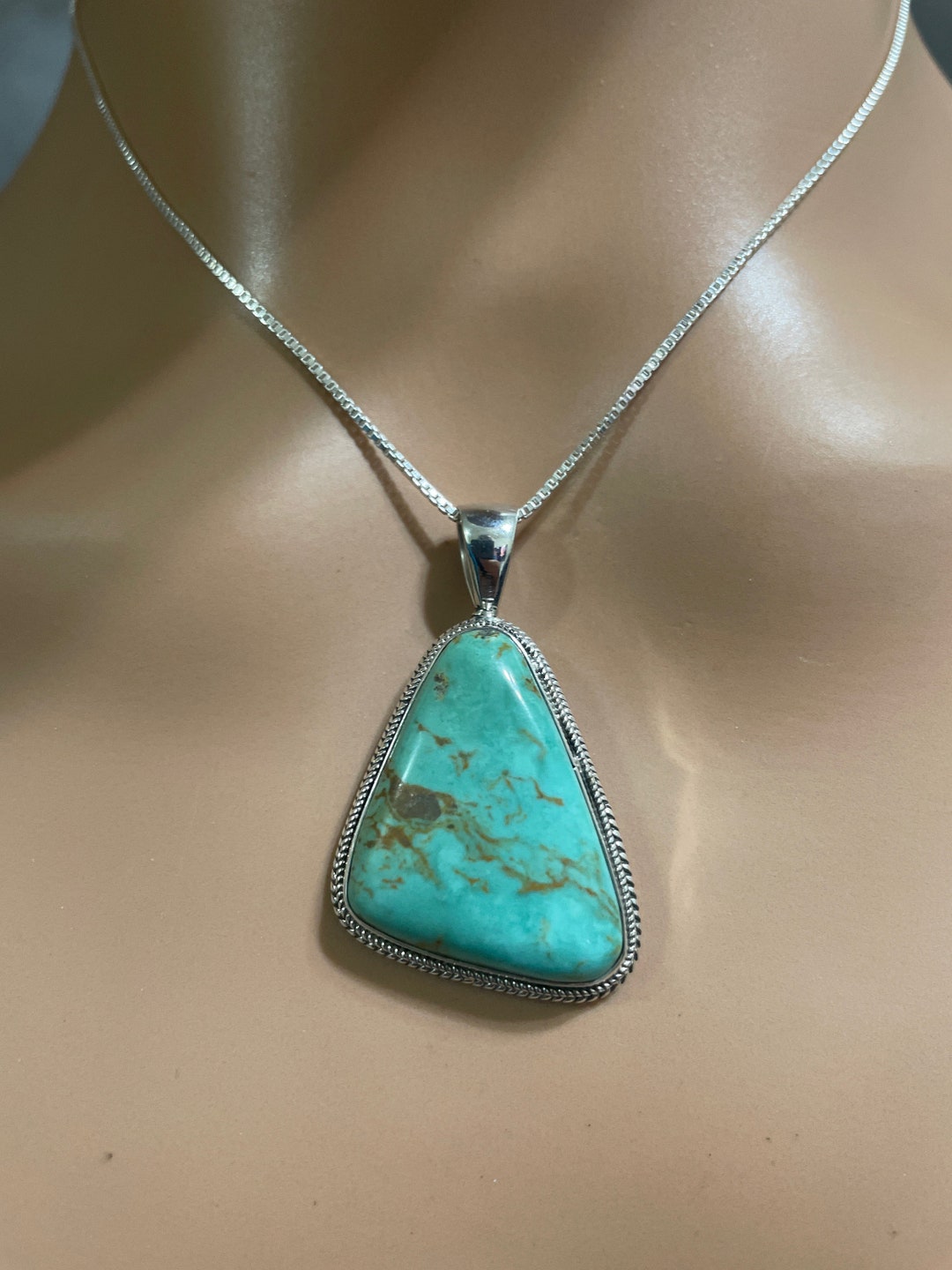 Kingman Turquoise Pendant Necklace/pendant Turquoise /statement Pendant ...