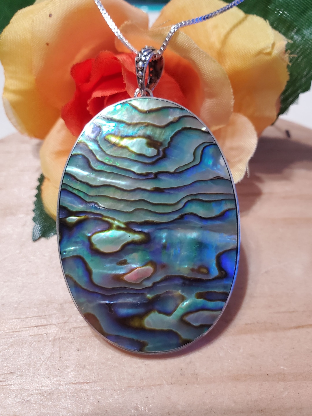 Simple Abalone Shell Pendant Necklace / Sterling Silver Jewelry ...
