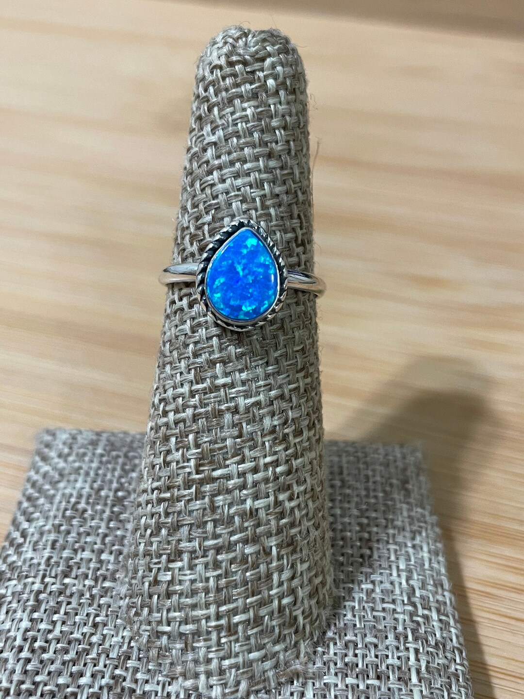 Blue Fire Opal Ring/blue Opal Ring/dainty Blue Ring/sterling Silver Ring/fire Opal Ring/fire ...