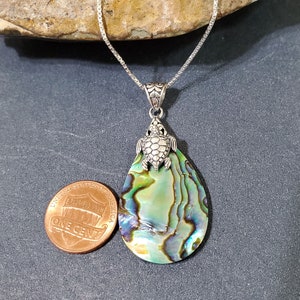 Teardrop Abalone Shell Pendant Necklace / Sterling Silver Jewelry ...