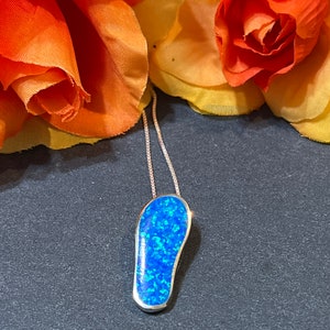 Sandy Toe Pendant/blue Opal Turtle Sandals Necklace/sterling Silver ...