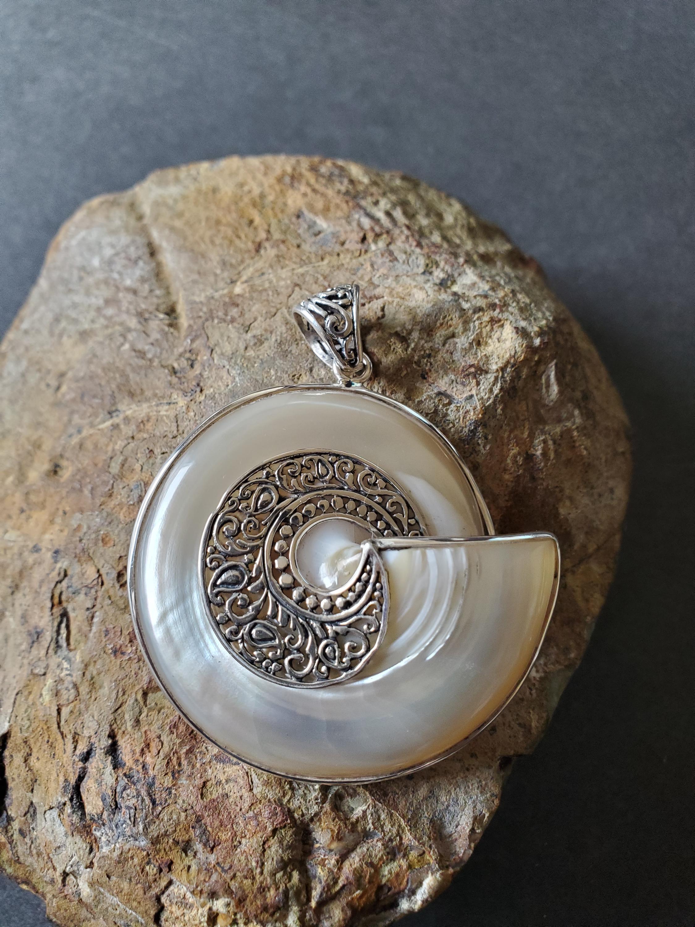 Nautilus Shell Pendant Necklace/sterling Silver/ Beautiful Shell ...