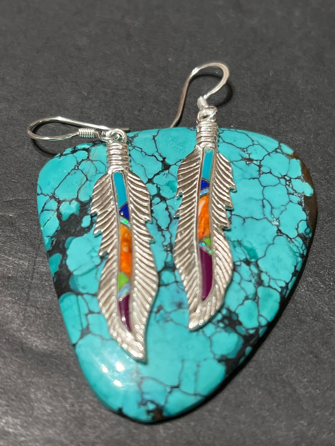 Multicolored Inlay Feather Jewelry/ Multicolored Jewelry/ - Etsy