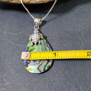 Teardrop Abalone Shell Pendant Necklace / Sterling Silver Jewelry ...
