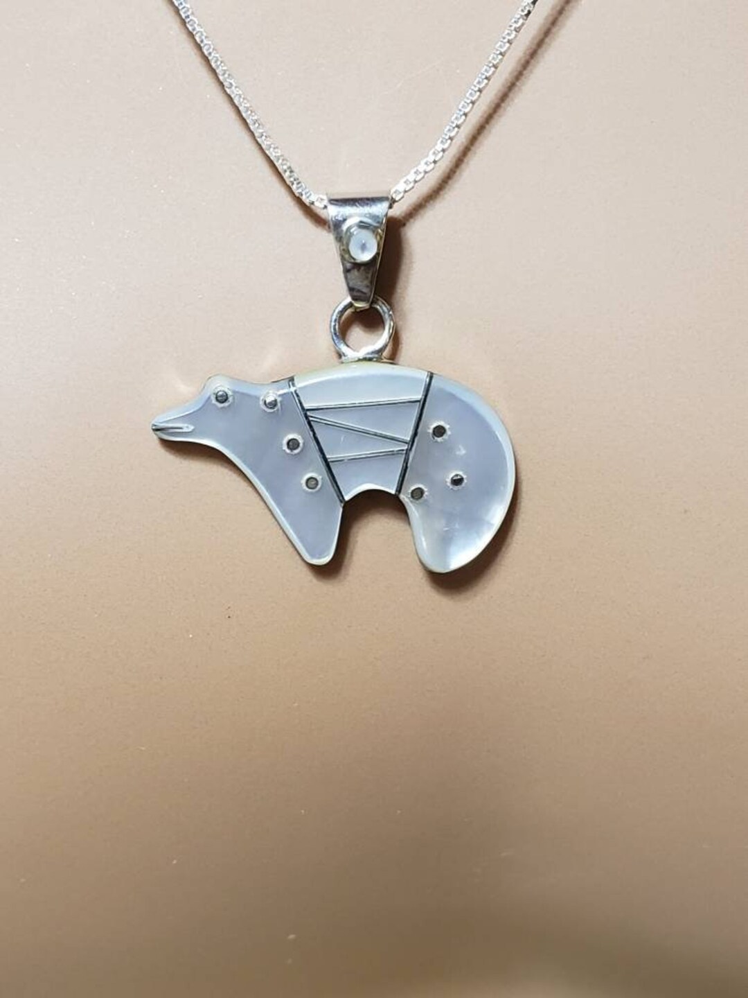Mother of Pearl Bear Pendant / White Bear Pendant / Bear Pendant ...