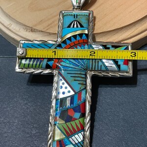 Large Inlay Cross/mosaic Silver Cross/opal Inlay Cross/big Silver Cross ...