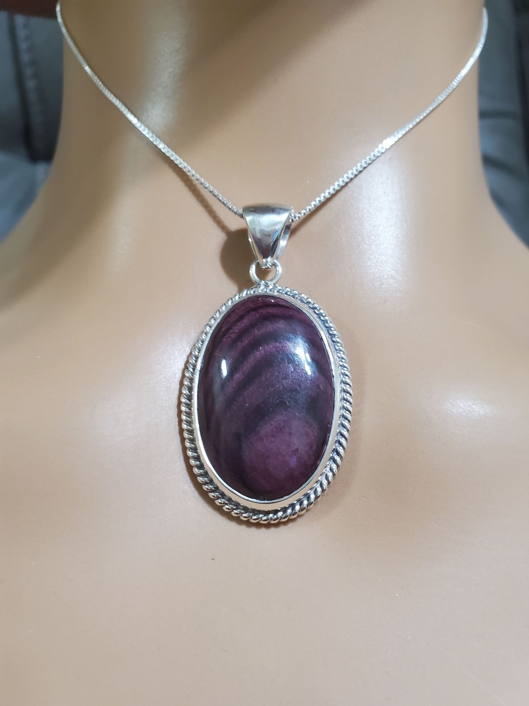 Purple Spiny Oyster/spiny Oyster Pendant/sterling Silver Pendant/purple ...