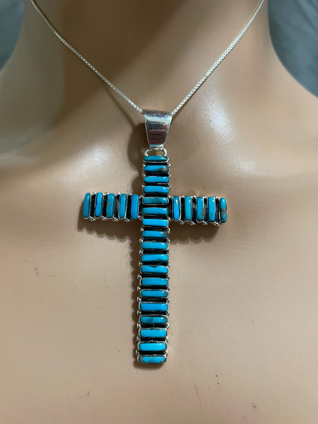 Turquoise Cross/blue Turquoise Silver Cross/large Turquoise Cross/cross ...