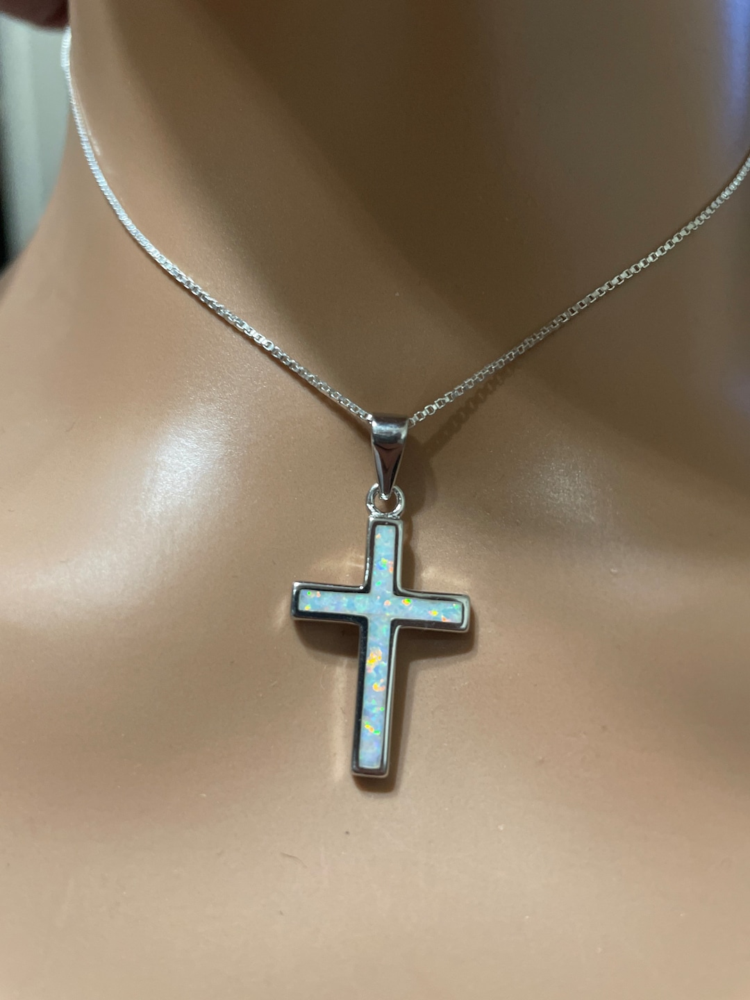 Opal Cross/sterling Silver Cross/small Fire Opal Cross/white Opal Cross ...