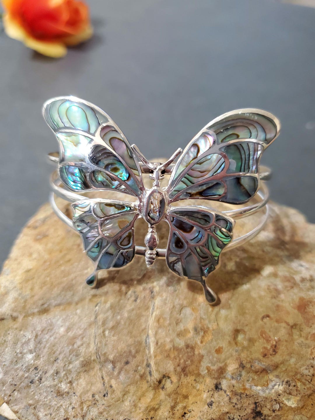 Butterfly Cuff Bracelet/butterfly Cuff/abalone Shell Butterfly Cuff ...