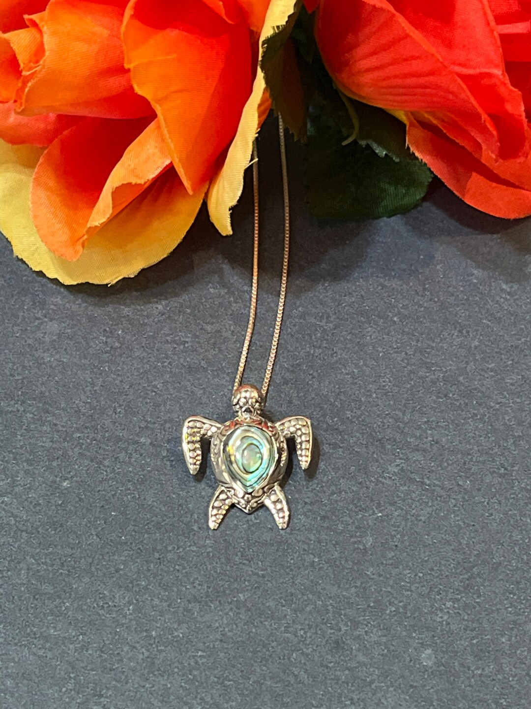 Turtle Abalone Shell Pendant Necklace / Sterling Silver / Abalone Shell ...
