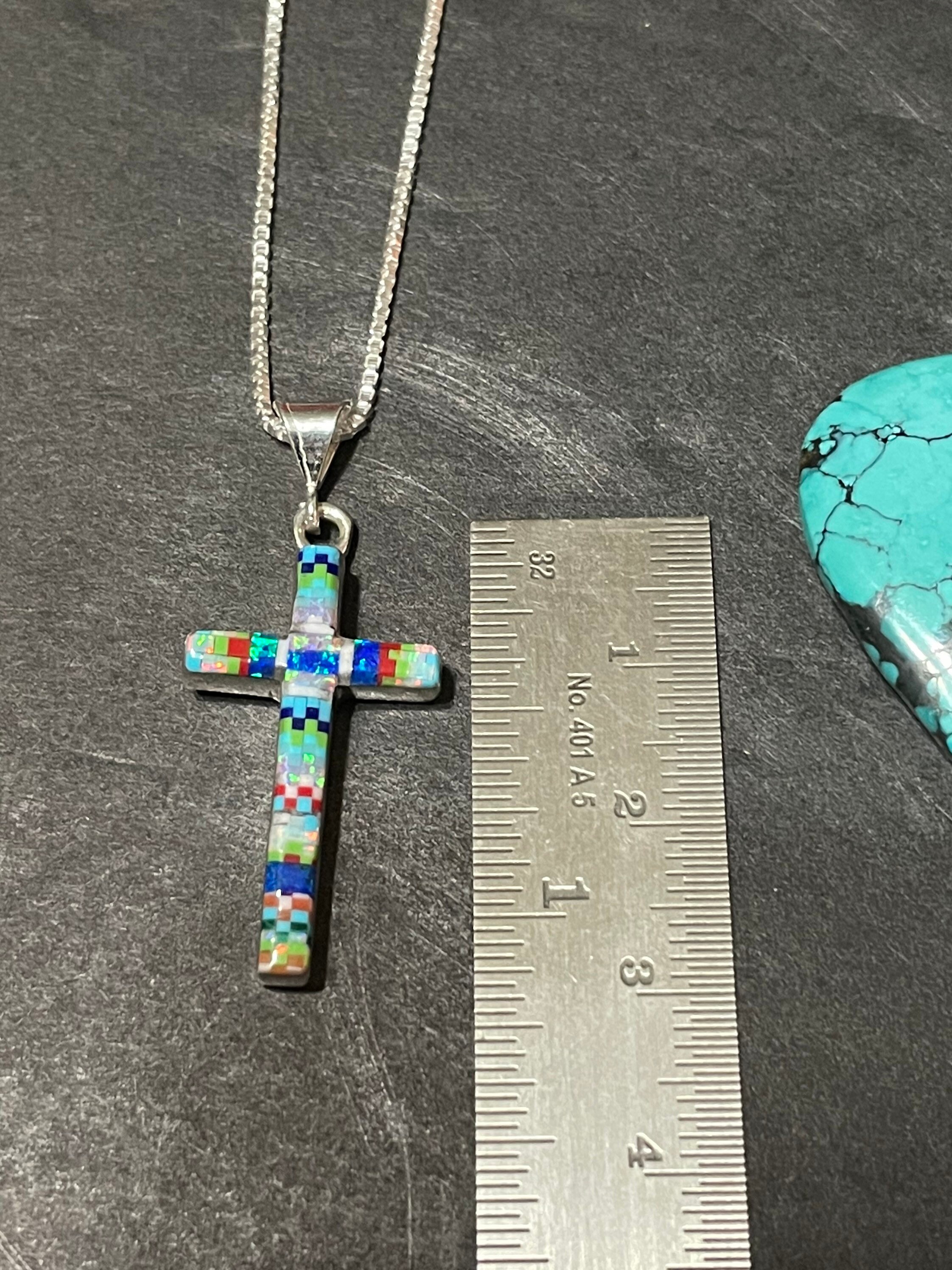 Little Inlay Cross Pendant /mosaic Cross/inlay Cross/dainty - Etsy
