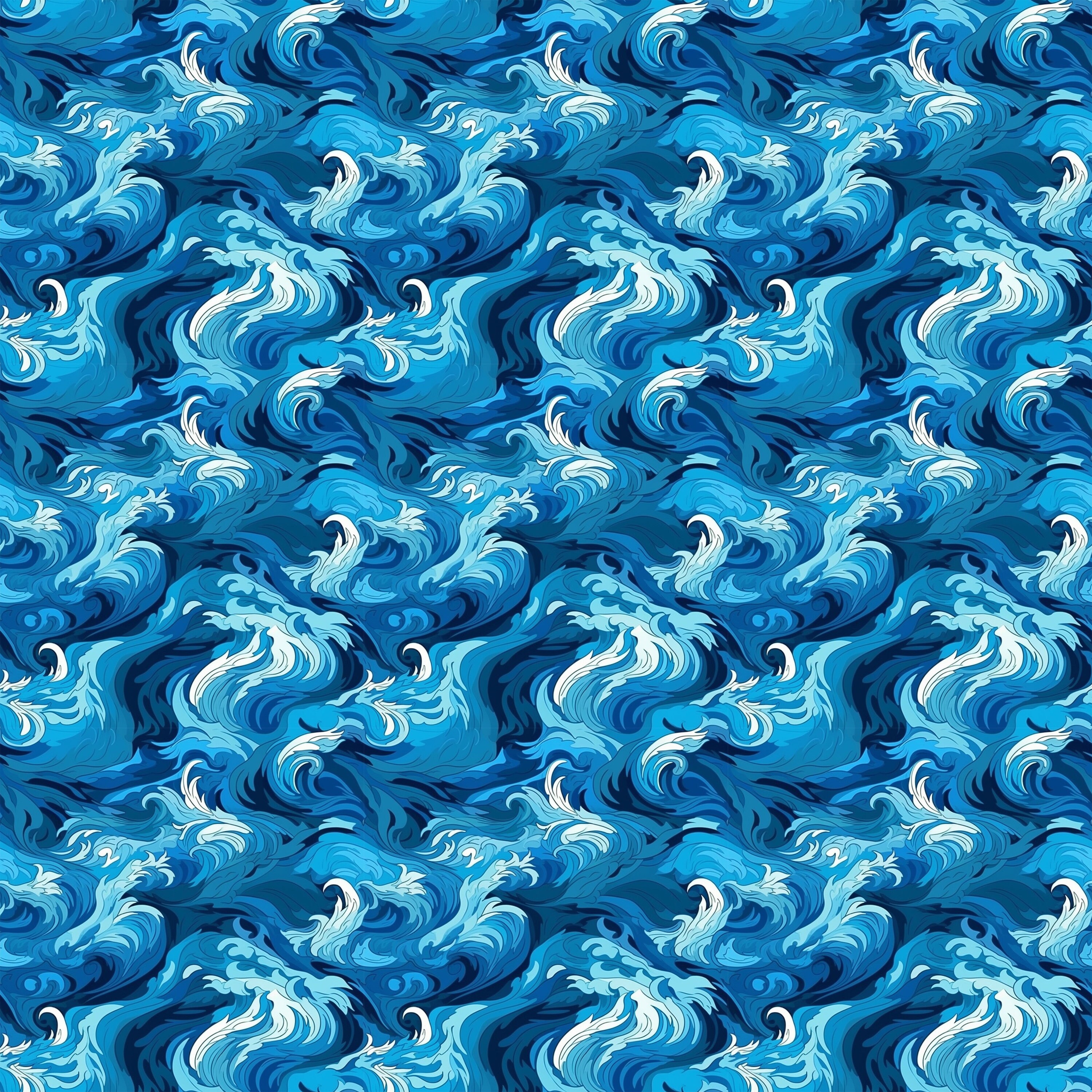 Seamless Blue Wave Pattern, Digital Design Download, Waves Illustration ...