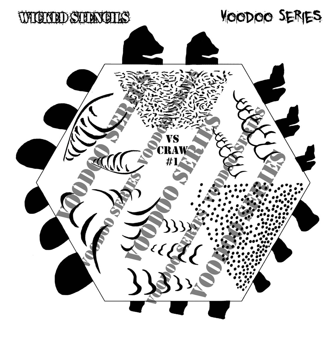 BCCL Voodoo Craw Hex #1 Stencils Crankbait Jerkbait Topwater Bass ...