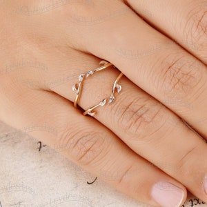 Leaf Wedding Band, Enhancer Wedding Band, Solid Rose Gold Ring, Branch ...