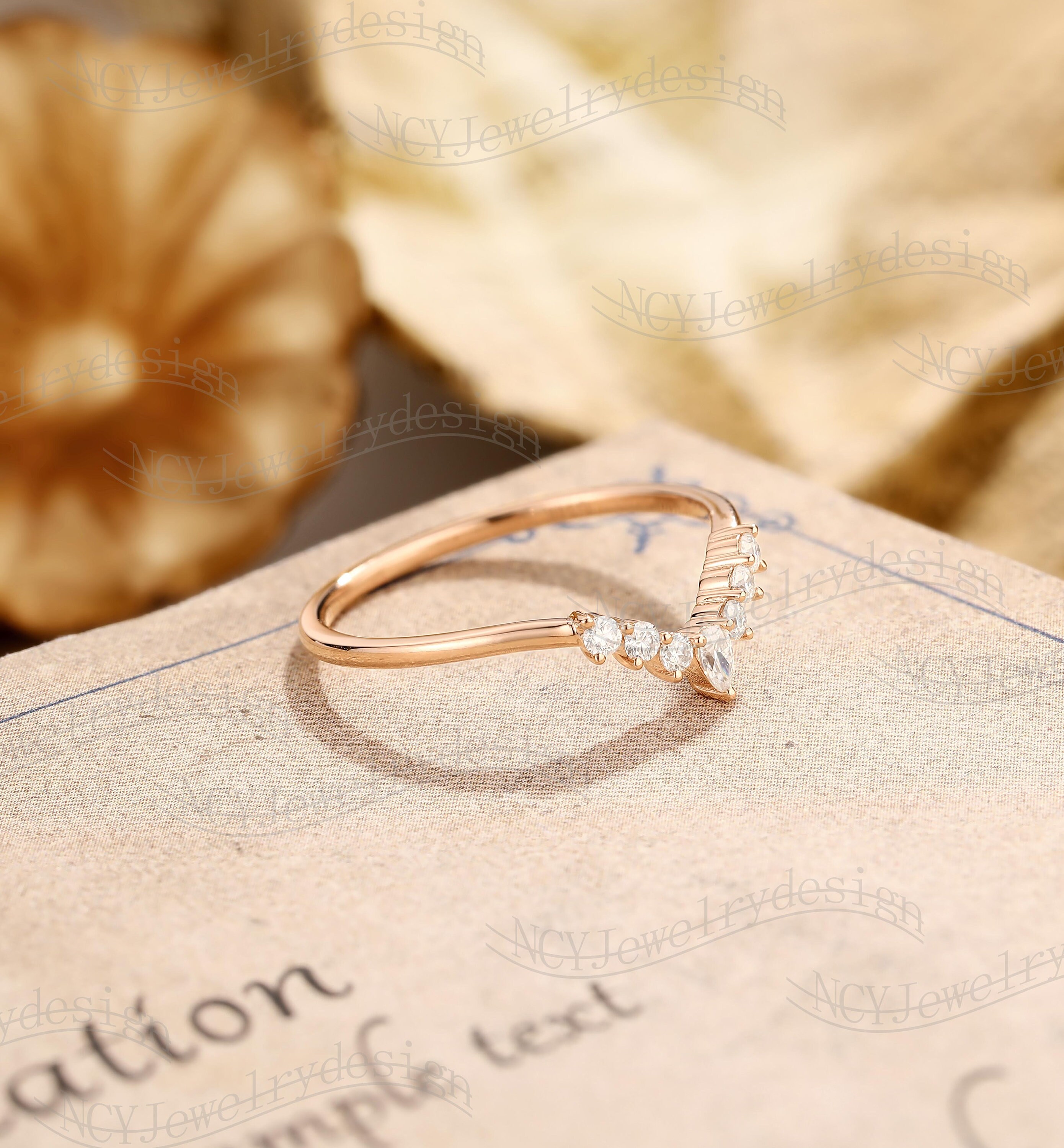 Delicate Wedding Band Vintage Wedding Band Rose Gold Curved | Etsy