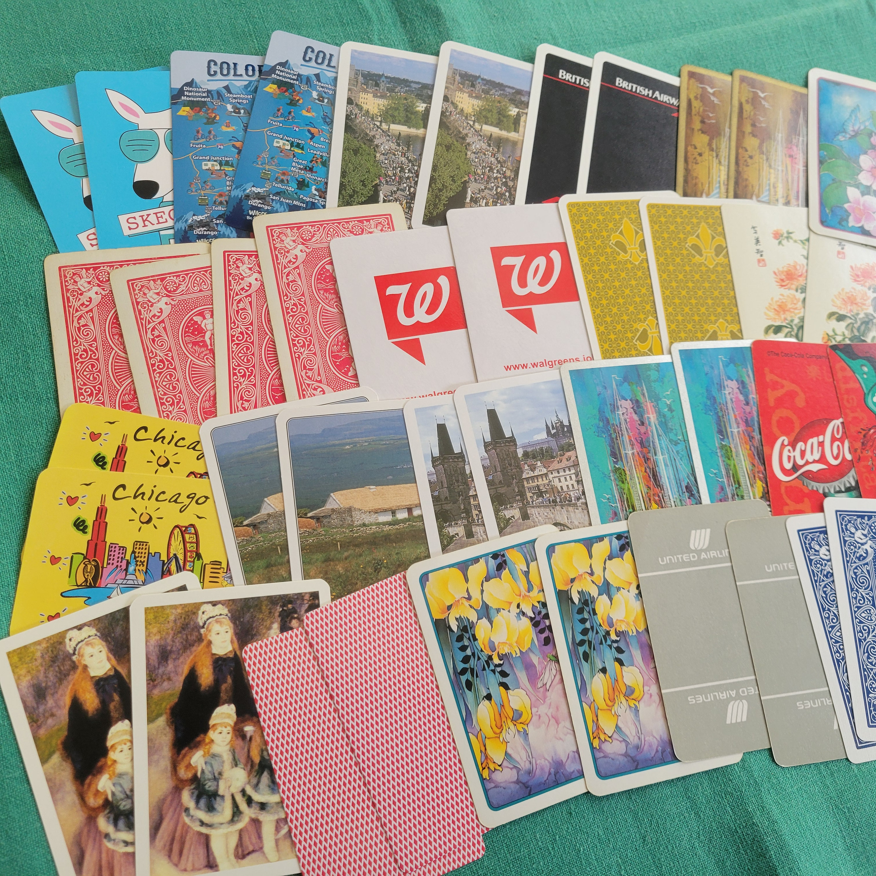 Set of 55 Mixed Vintage Playing Cards - Full Deck With Mixed Backs New ...