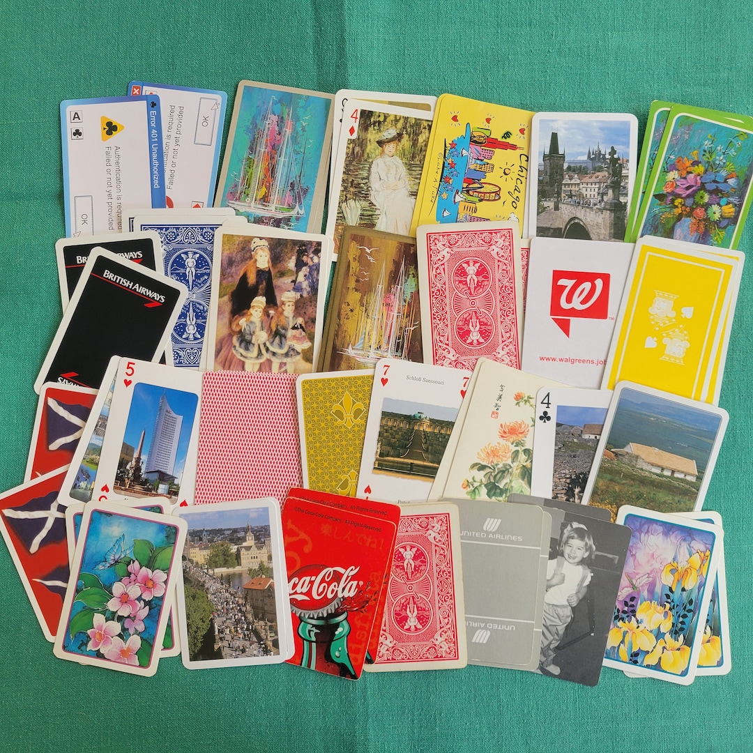 Set of 55 Mixed Vintage Playing Cards - Full Deck With Mixed Backs New ...