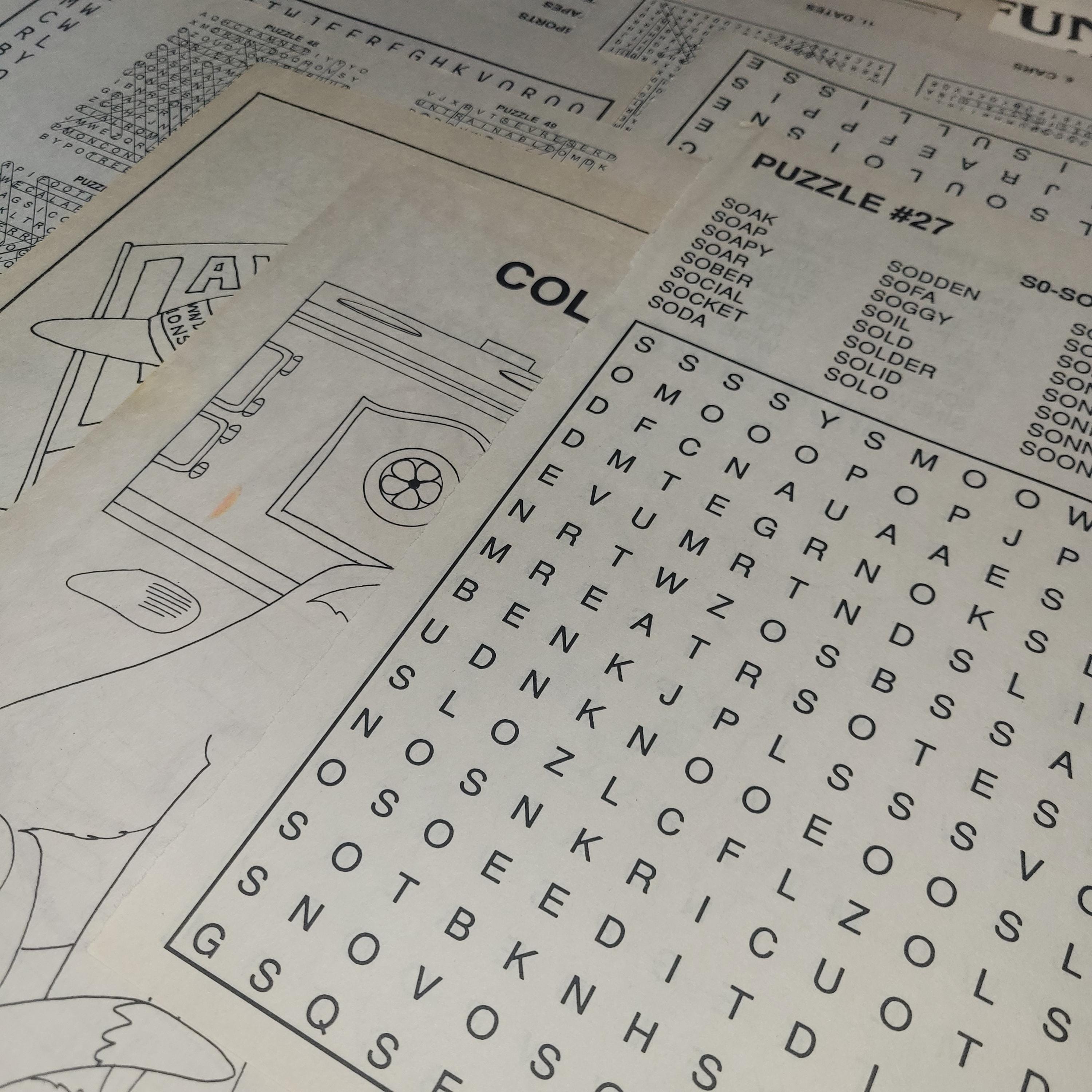 Childrens Word Search and Puzzle Book Page Packs 10 Pages From Vintage ...