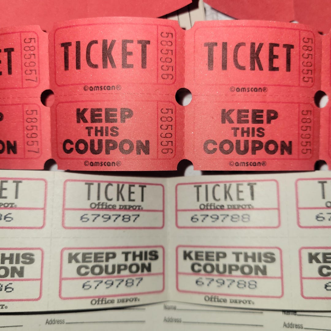 Vintage Raffle Ticket Packs - Set of 10 Red and 10 Beige Unmarked ...