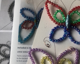 Butterfly Kit WITH TOOLS, Make Your Own, Wire Butterfly, White Gemstone ...