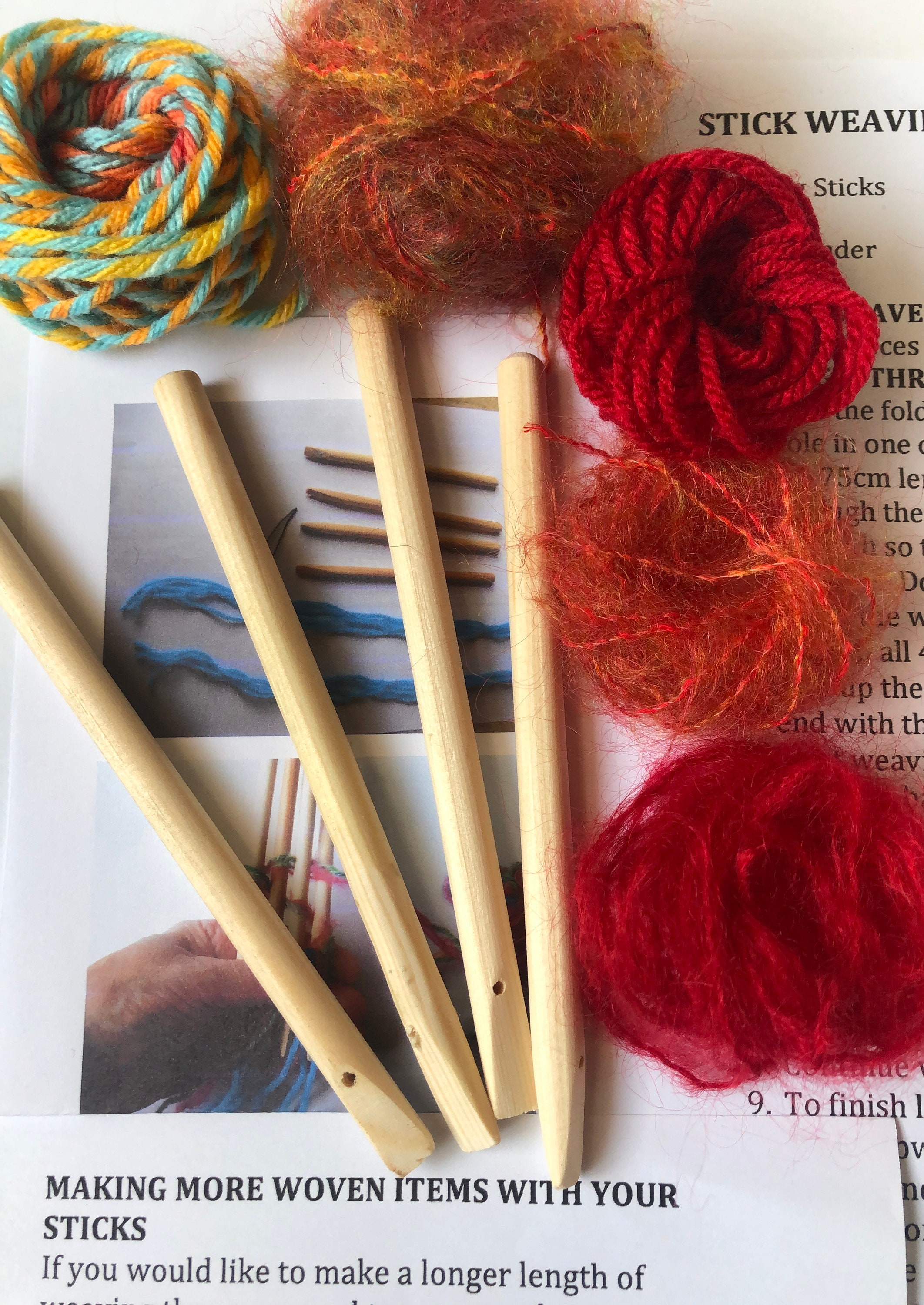 Weaving Kit for Beginners Wool and Weaving Sticks Full Detailed ...