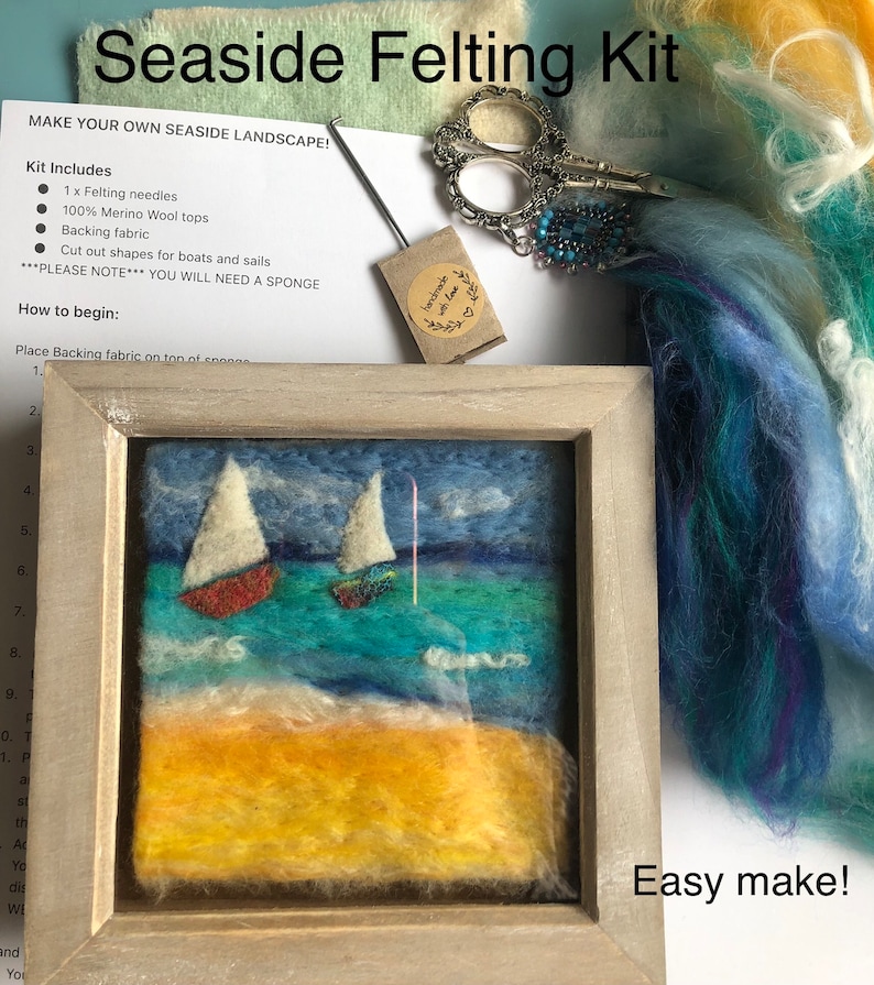 Craft Felting Kit Seaside Landscape Easy to Make Full Instructions and ...