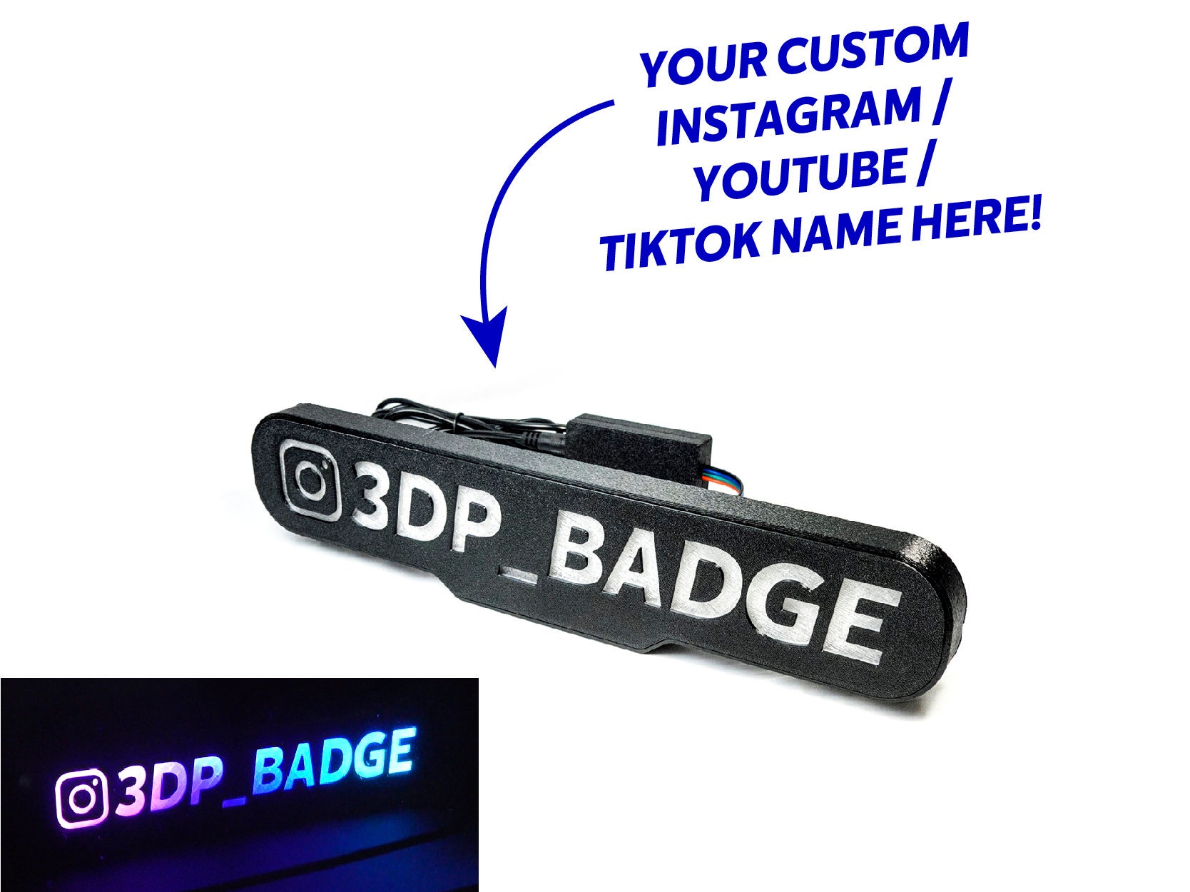 Custom LED Dash Badge animated RGB Bluetooth Controlled - Etsy