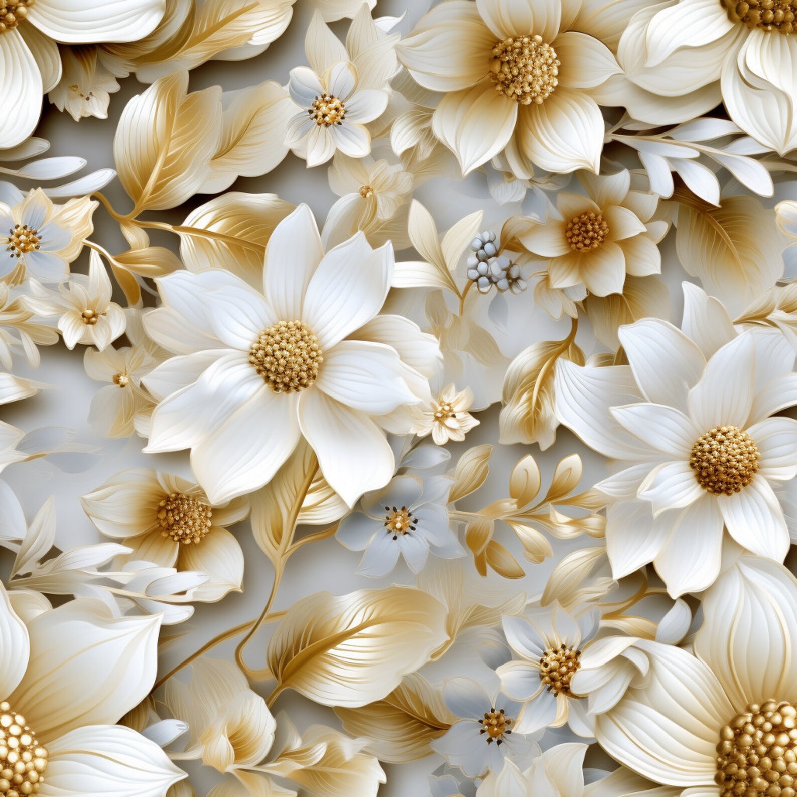 White and Gold Seamless Pattern for Wedding Mockup Seamless Pattern ...