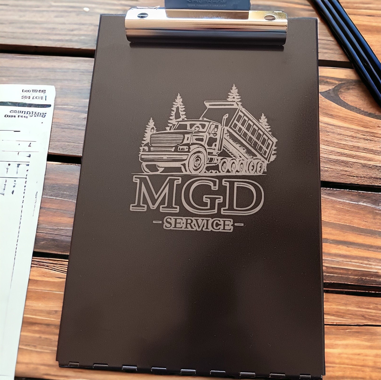 Custom Laser Engraved Metal Construction Clipboard With Storage Cusrom ...