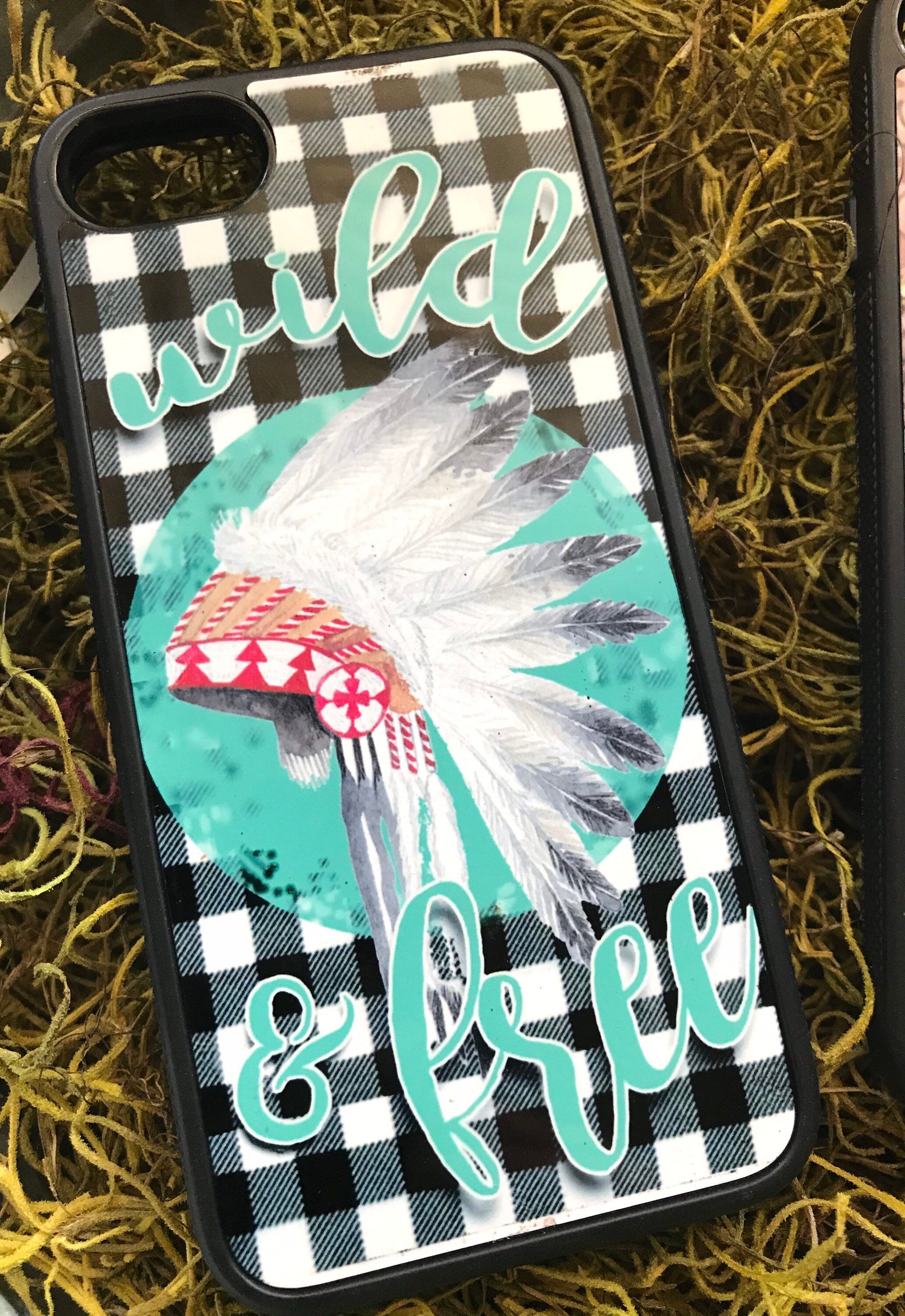 Turquoise Wild + Free Headdress Buffalo Plaid Phone Case iPhone ...