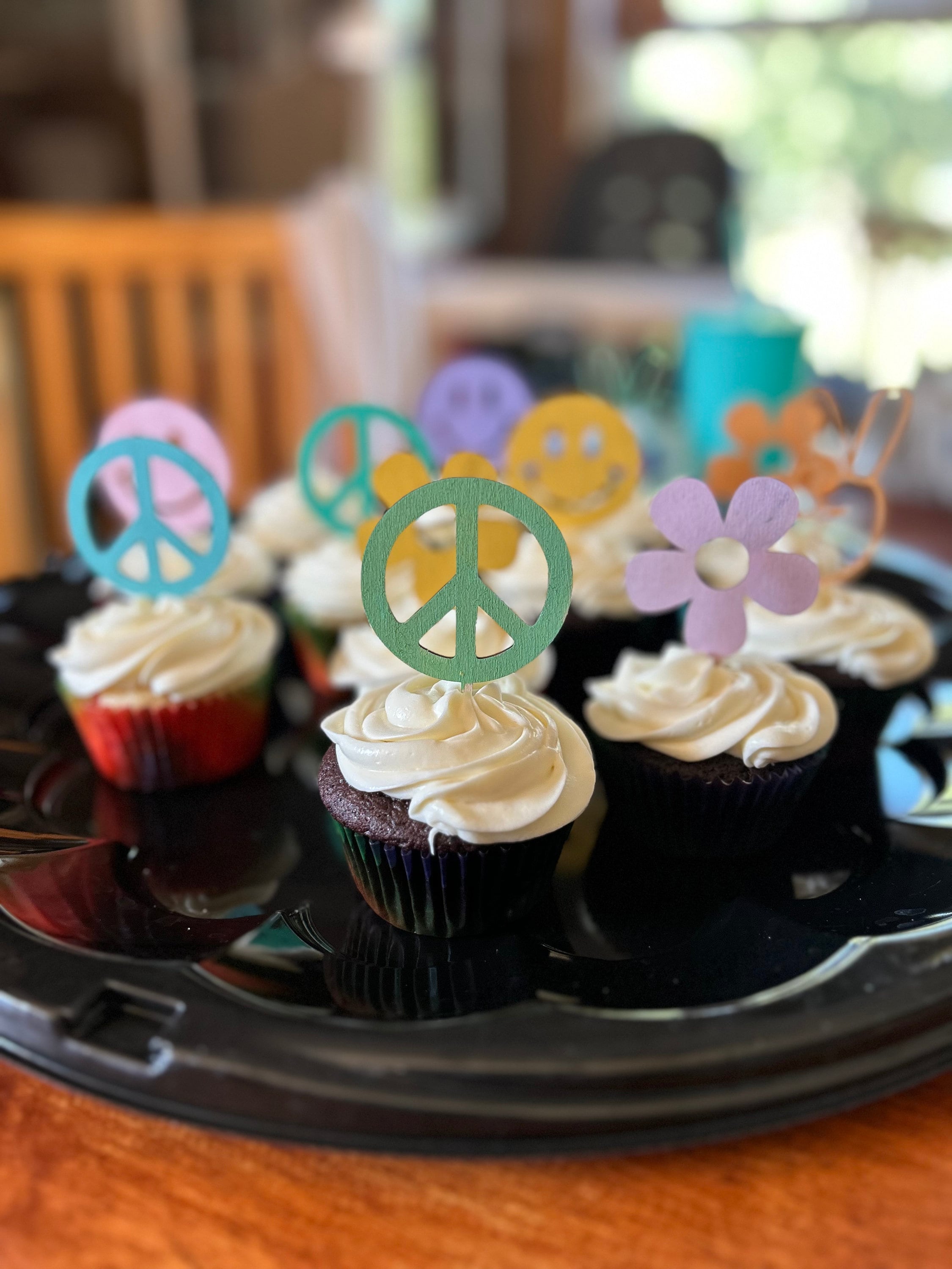 Groovy Peace Sign Smiley Face Cupcake Cake Toppers Set of 12 - Etsy