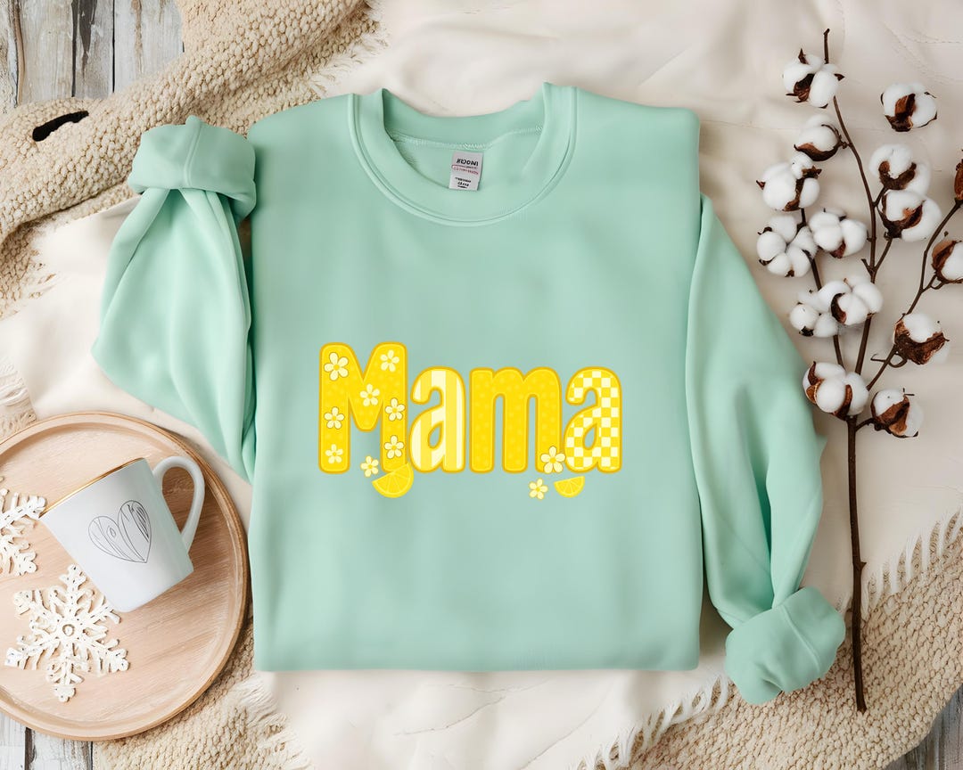 Preppy Mama Lemon PNG, Cute Floral Mom Sublimation Design for Mothers ...