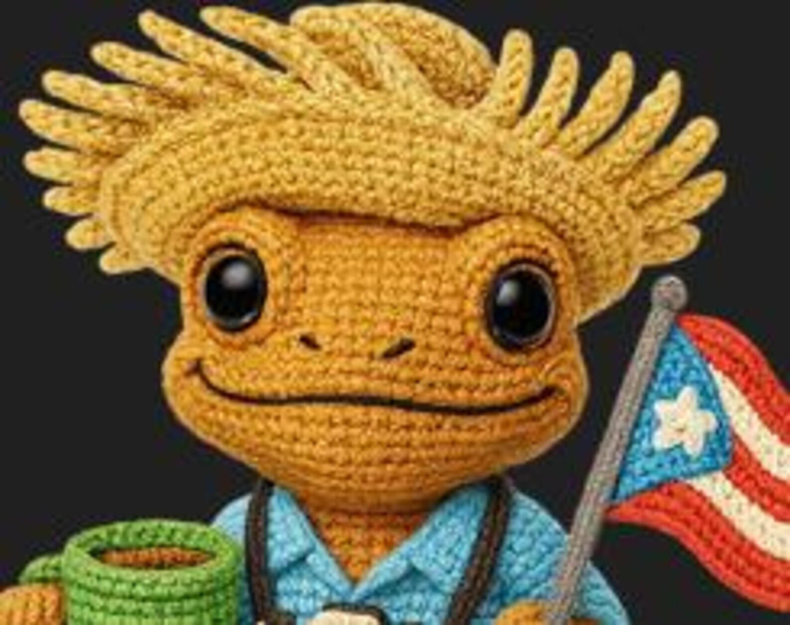 Puerto Rican Concho Crochet Frog PNG, Boricua Amigurumi Character With ...
