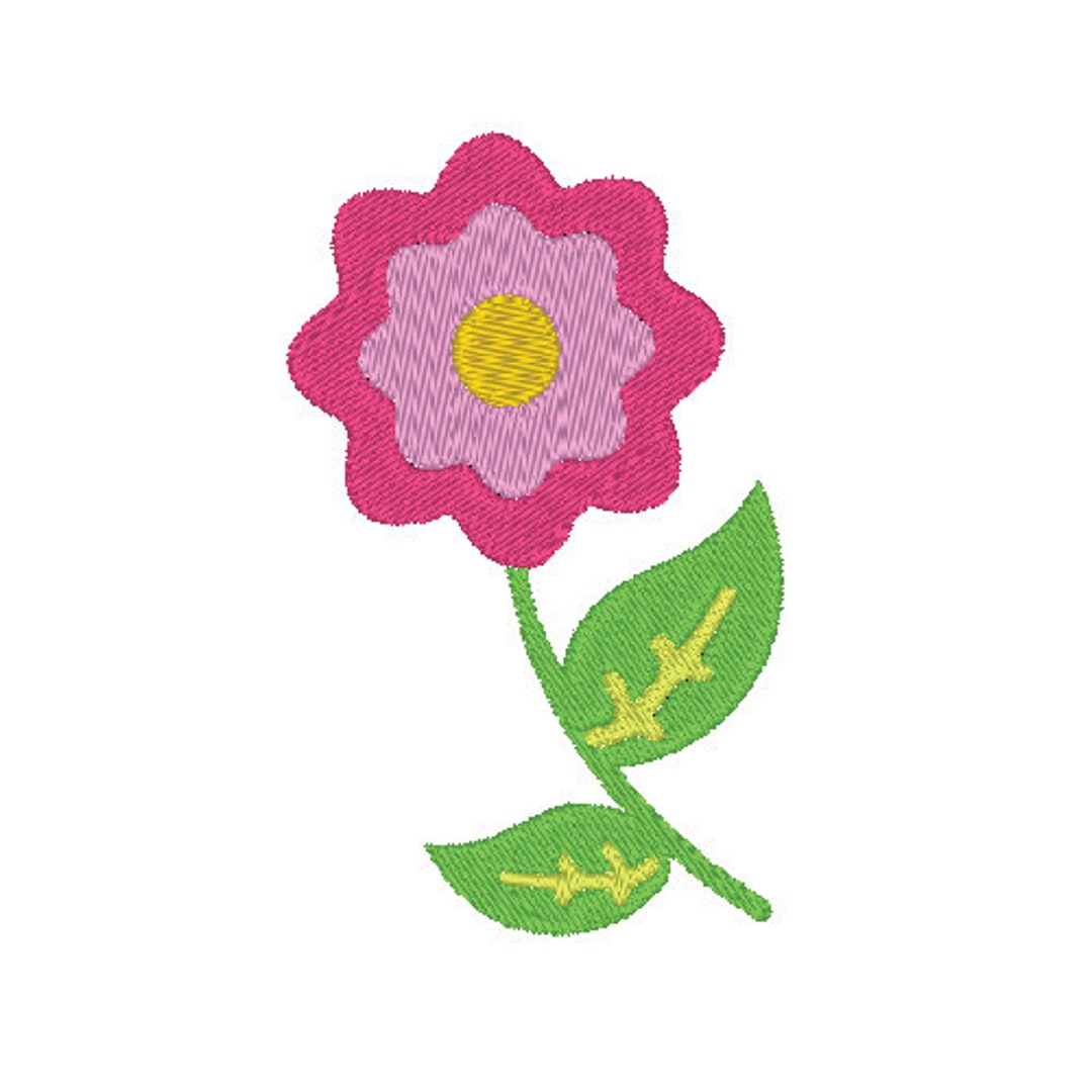 Pink Flower Embroidery Design PES & DST Digital Files, Hoop Size: 4”x4 ...