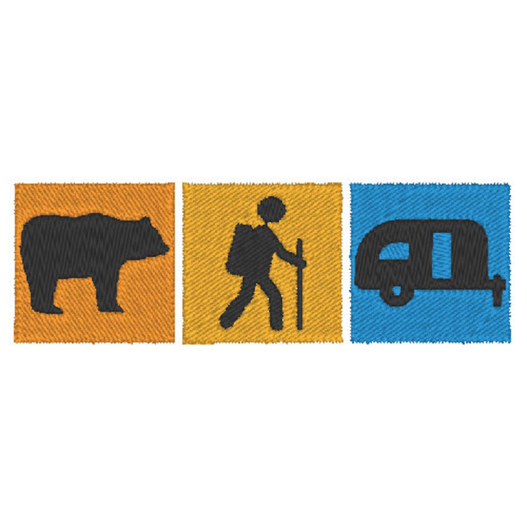 Hiking Symbol Silhouette Embroidery Design PES & DST Digital Files ...